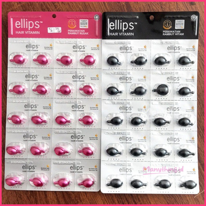 Vitamin rambut rontok Ellips Hair Vitamin damage care pink - hitam ...