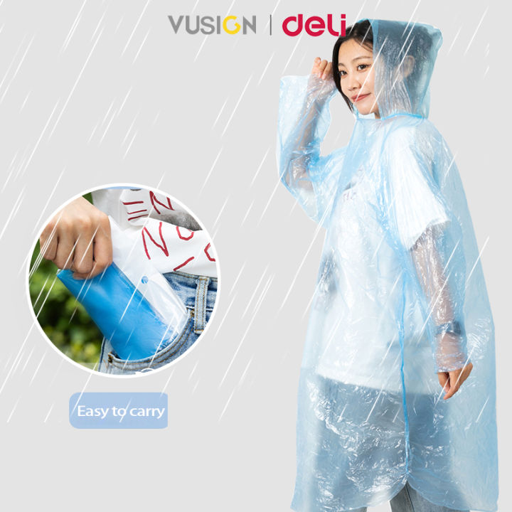 Vusign by Deli Emergency Disposable Raincoat Reusable with Headgear ...