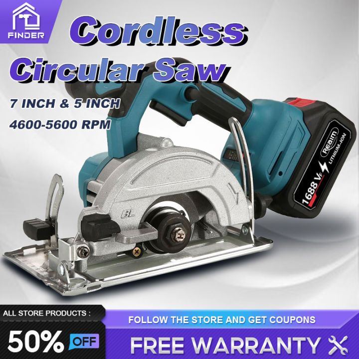 REAIM Cordless Circular Saw 5" 7"Electric Circular Saw Heavy Duty with ...