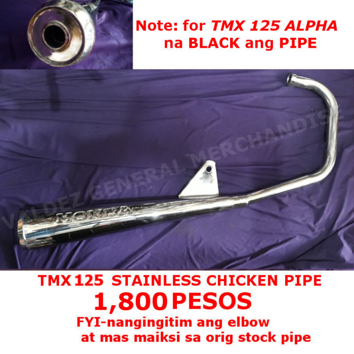 TMX 125 Alpha Full Exhaust System Muffler, Open Muffler Chicken Pipe ...
