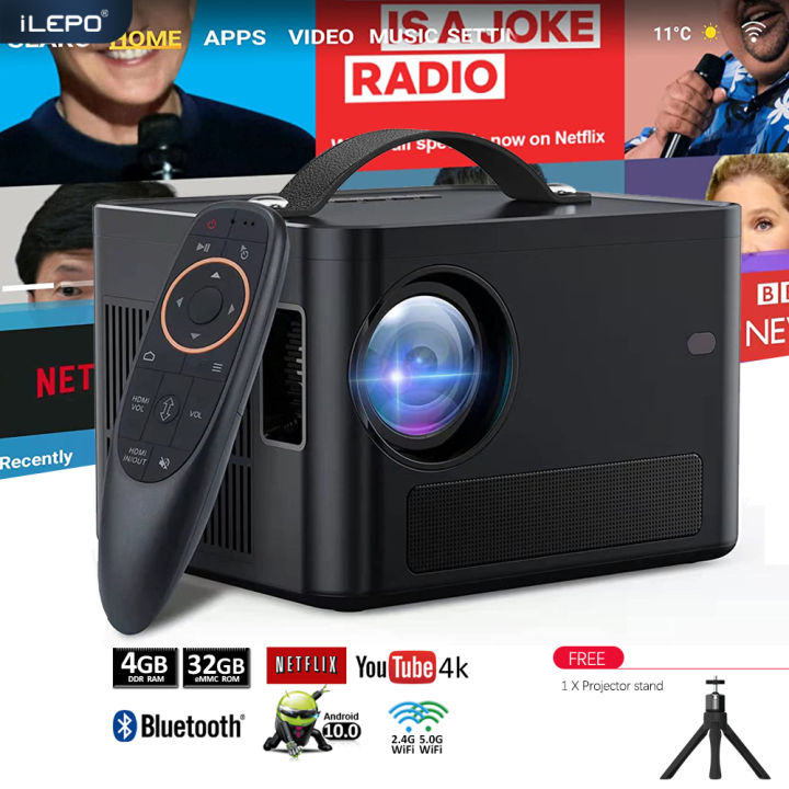 Projector 4k Full HD1080P 8000 Lumens with Android 10.0 System DDR 4GB ...