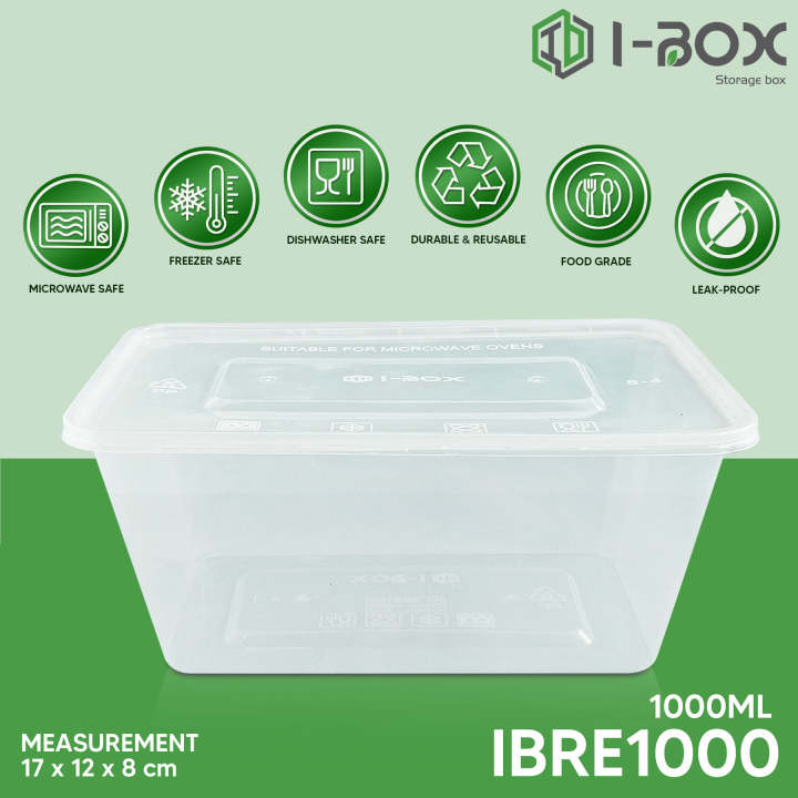 [10 PCS] IBOX RE1000/ 1000ML RECTANGULAR SERIES CLEAR CONTAINER FOOD ...