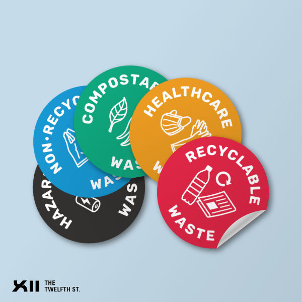 The Twelfth St. Garbage & Recycling Labels | Round Vinyl Sticker ...