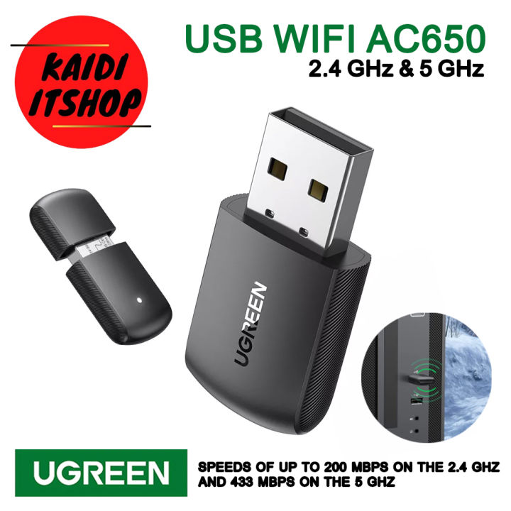 UGREEN (ส่งจากไทย) ตัวรับสัญญาณอินเทอร์เน็ต USB Wifi AC650 11ac รองรับ ...