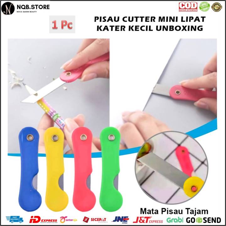 Pisau Cutter Lipat Mini Murah Pemotong Kertas Kater Kecil Alat Unboxing ...