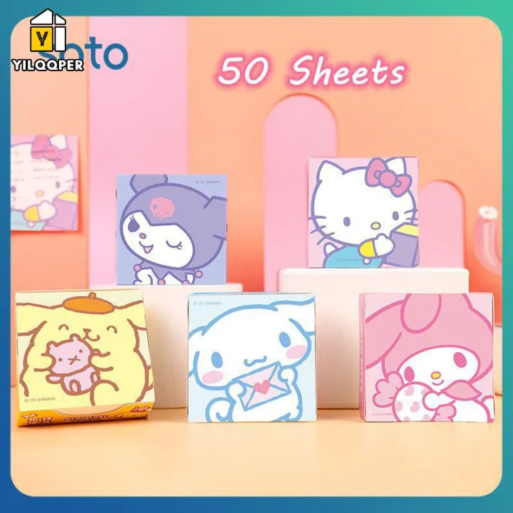YILQQPER 50 Sheets Sanrio Notes Sticky Note Cute Kuromi Cuddle Cartoon ...
