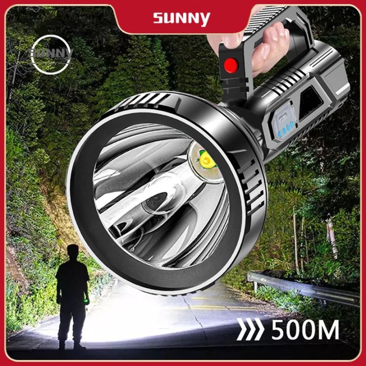 LEDSearchlight Spotlight Big Beam LongRange Flashlight USB Rechargeable ...