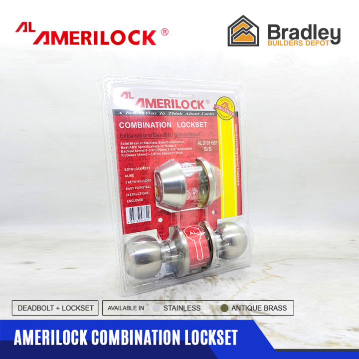 Amerilock Combination Lockset (Deadbolt + Lockset) Stainless | Antique ...
