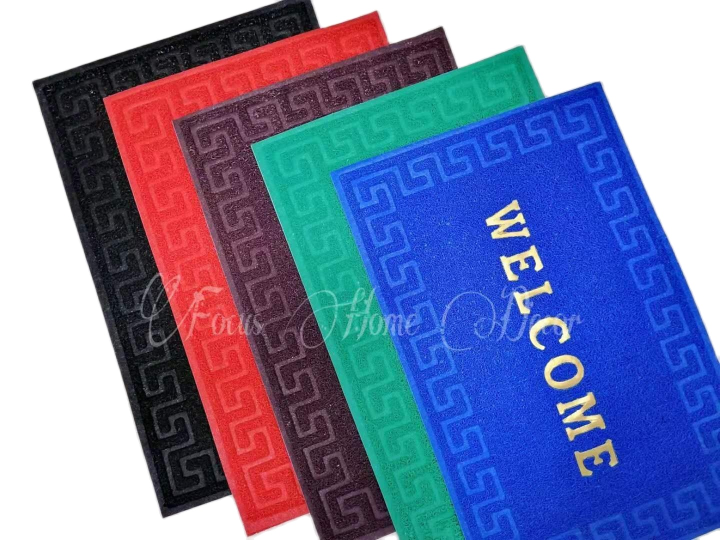 Soft Square Rubber Spaghetti Welcome Rug/Doormat with Border(40 by 60cm ...