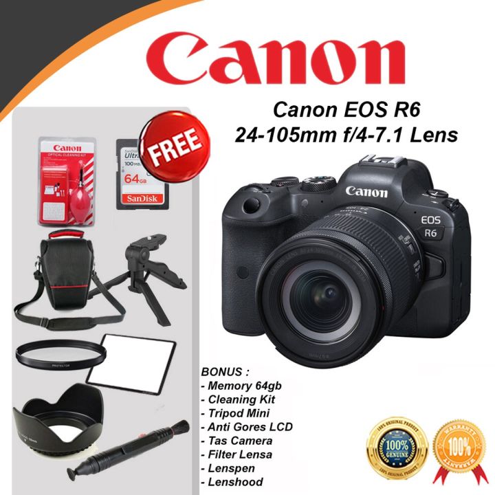 Canon EOS R6 KIT 24-105mm f4-7.1 IS STM Mirorrless Camera Digital R 6 ...