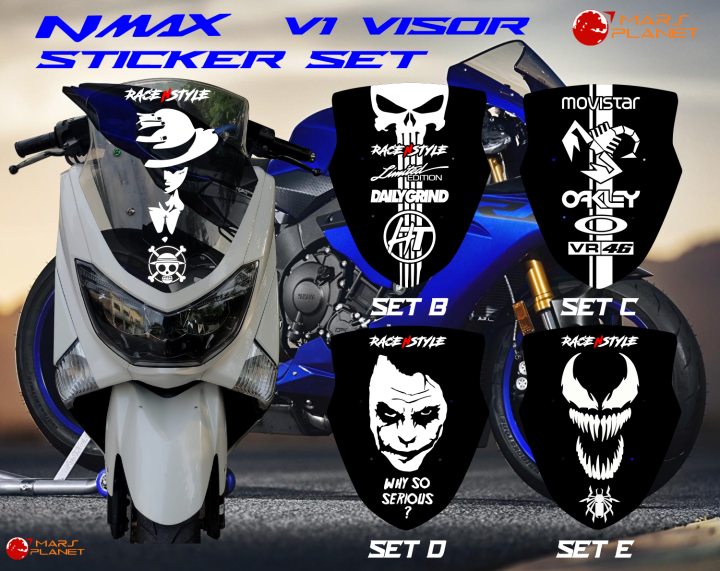 NMAX VISOR WINDSHIELD STICKER DECAL SET WATERPROOF MACHINE CUT OUT ...