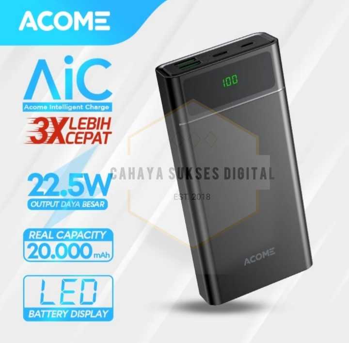 Powerbank Acome AP201 20.000mAh 22.5W Quick Charging3.0 LED Display ...