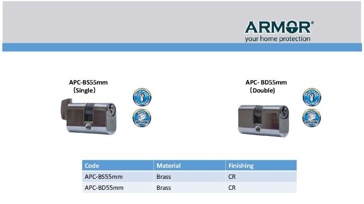 (Single / Double ) Armor 55mm Brass Dead Lock Profile Cylinder (APC ...
