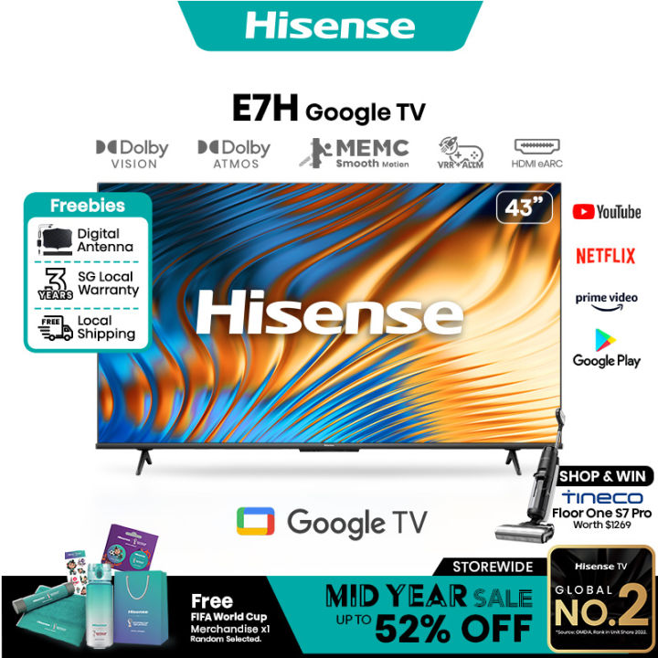 Hisense E7K Smart TV 43 inch | Dolby Vision Atmos | VRR ALLM | MEMC | Filmmaker | Lazada PH