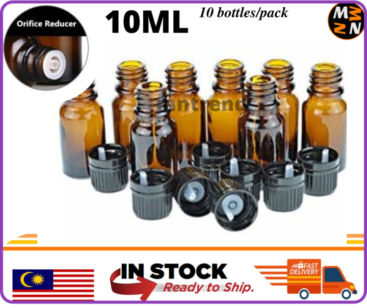 Amber Glass Bottle 10ML(10 bottles/pack) Dripper, Essential Oil ...
