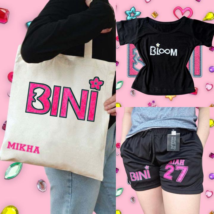 BINI TOTE BAGS / BLACK SHORTS DRI-FIT/ CROP TOPS BLOOMS FAN MERCH ...