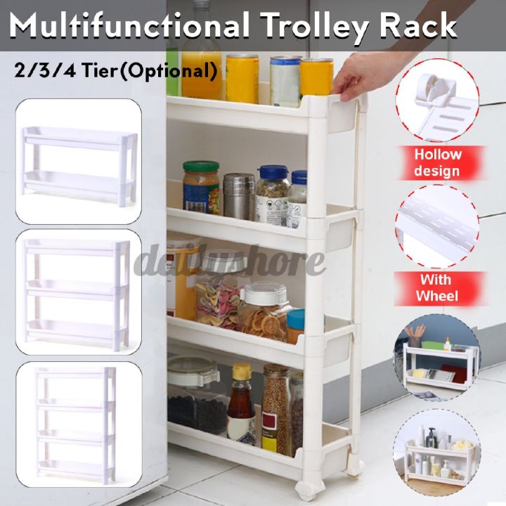 NEW 2/3/4 Tier Slim Slide Out Kitchen Trolley Rack Holder Storage ...