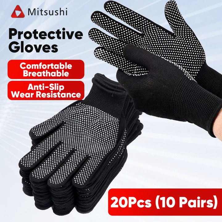 Mitsushi 20pcs Breathable Industrial Safety Gloves, Anti-Slip Full ...