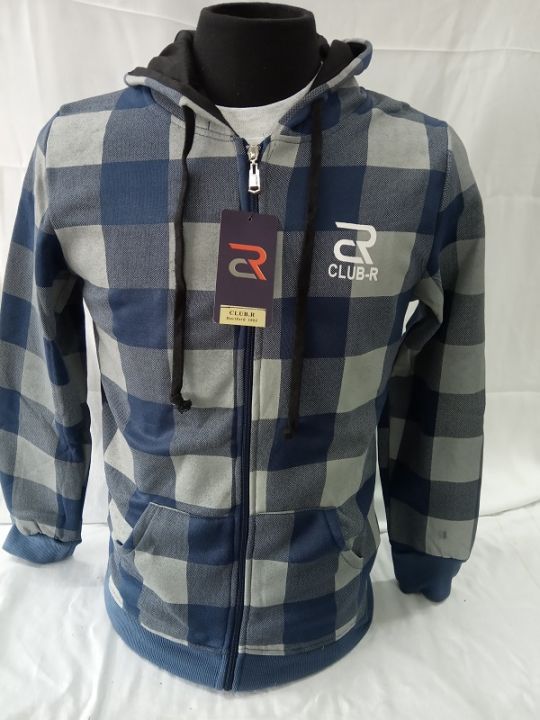 CLUB R #MENS HOODIE JACKET CHECKERED | Lazada PH