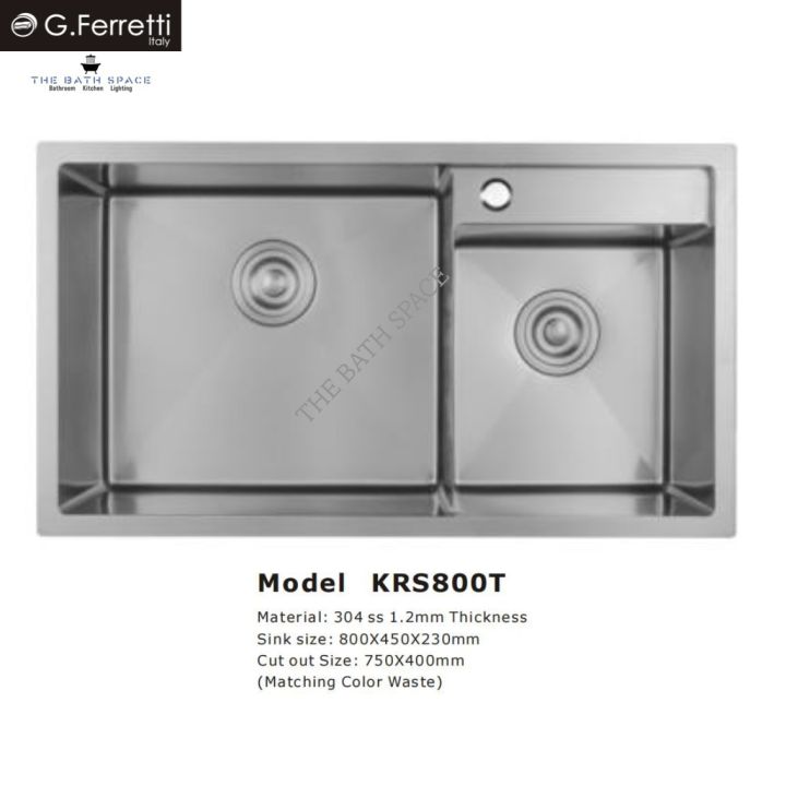 G.FERRETTI KRS800T Kitchen Sink (L800xW450xD230mm) | Lazada Singapore