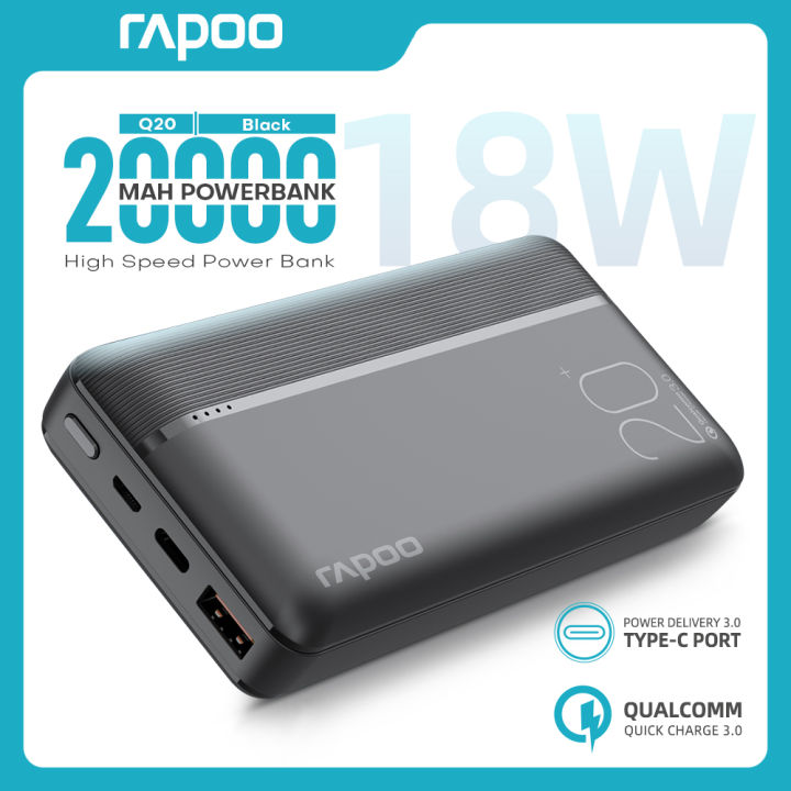 Rapoo Q20 S2002 RH20pro 20000mAh Power Bank PD 20W/2.1A Type C ...