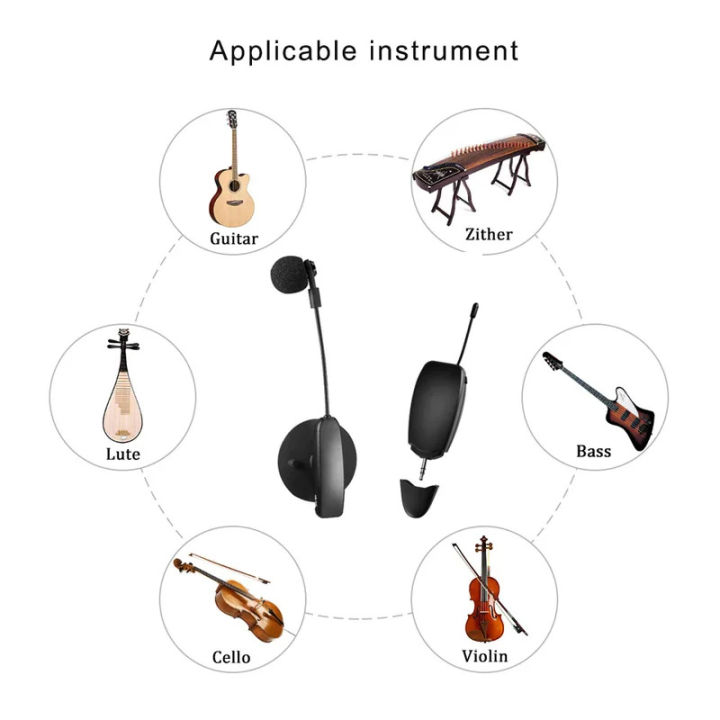 Portable Violin UHF Wireless Microphone Stage Performance Audio Guitar ...