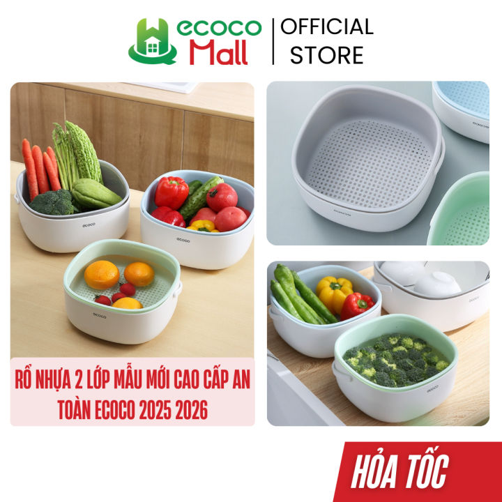 Bộ thau rổ nhựa Ecoco 2 lớp kèm quai xách đa năng cao cấp, nhựa PP an toàn tuyệt đối 2024 ...