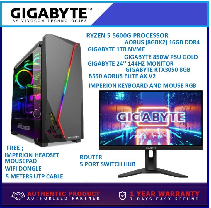 GIGABYTE DESKTOP PACKAGE | RYZEN 7 5700G || RYZEN 5 5600G || B550 AORUS ELITE AX | 16GB DDR4 ...