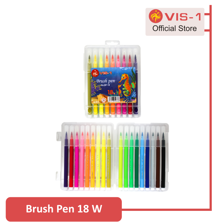 Vis1 Brush Pen 18 Warna / Pulpen Kuas Warna / Brushpen Watercolor Set 18W | Lazada Indonesia
