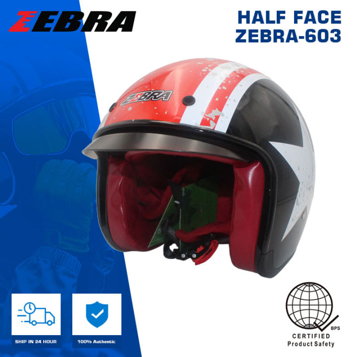 Zebra 603 Motorcycle Helmets Half Face Vintage Harley Retro Classic ...