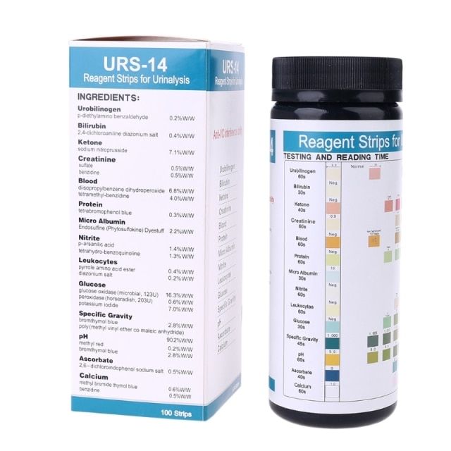 100 Strips Urs-14 Urine Test Paper Strip 14 Parameters Ketone Calcuim ...
