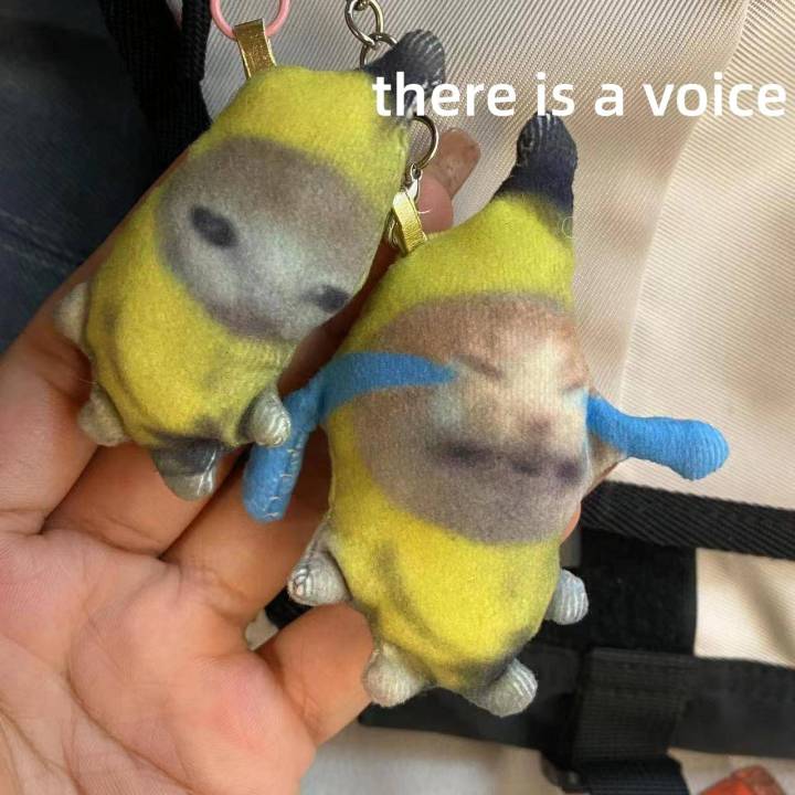 Crying banana cat Crying cat meow with sound Funny voice keychain doll ...