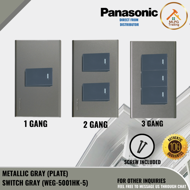 Panasonic Full Color Wide Series Switch (Metallic Gray) (1,2,3 Gang Set ...