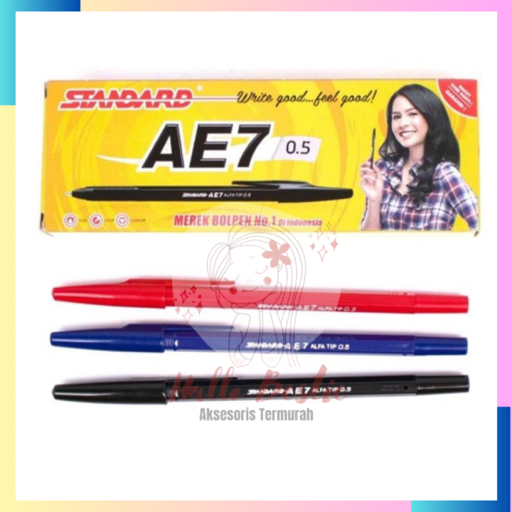 Hallobestie - Pulpen Standard AE7 - 0.5 mm Ballpoint Standard Satuan Pen Standard Hitam Termurah ...
