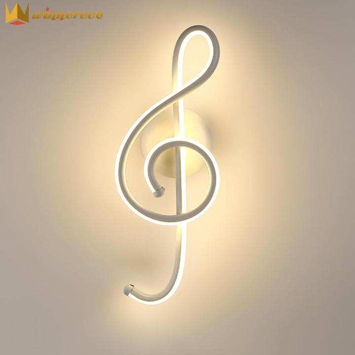 Creative LED Musical Note Design Wall-Mounted Lamp Modern Room Bedside ...