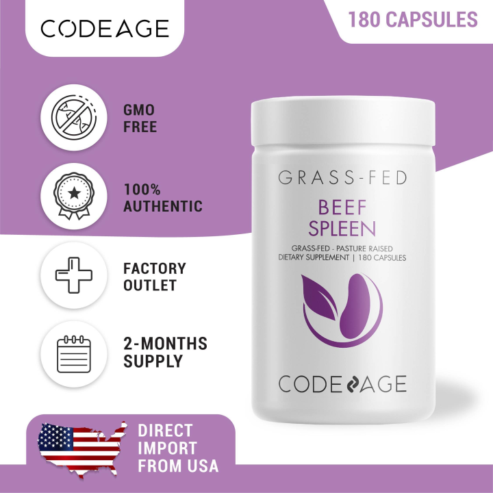 Codeage Beef Spleen Supplement - Glandulars Superfood - Bovine Spleen Vitamins and Minerals for ...