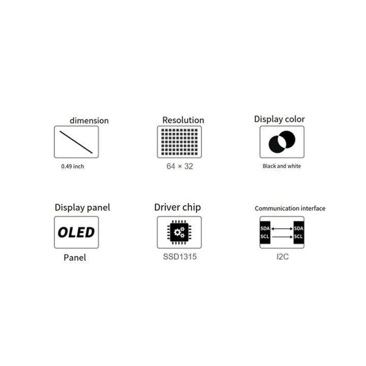【PUR】- 0.49Inch OLED Display Module 64x32 Pixel SSD1315 I2C Black and White Display for //ESP32 ...