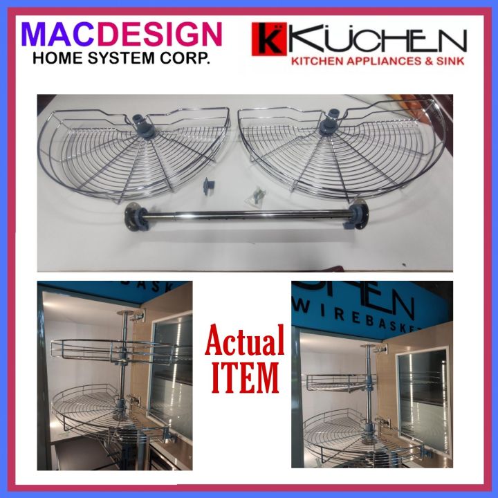 KUCHEN T501 HALF ROUND CAROUSEL KITCHEN WIRE BASKET CORNER ORGANIZER MACDESIGN HOME (OFFICIAL ...