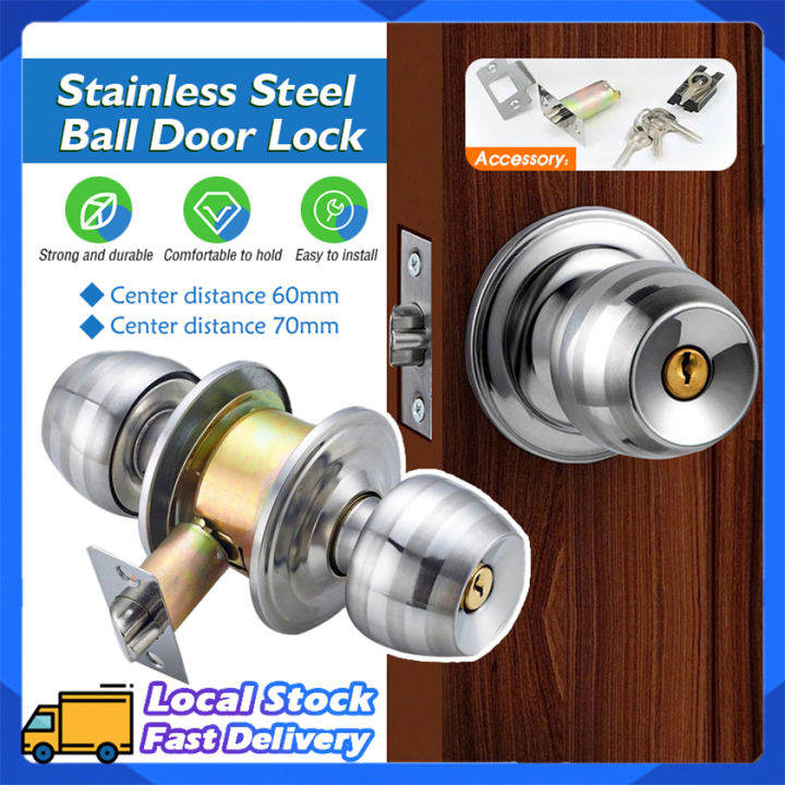READYSTOCK Stainless Steel Cylindrical Door Lock/Knob Set - Fast ...