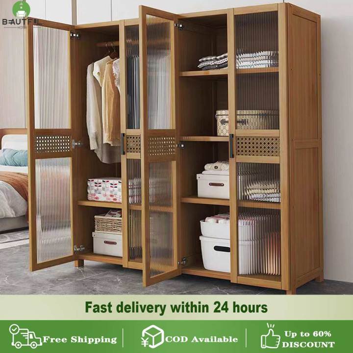 【HOT】Bamboo Storage Large Capacity Multi-Functional Wardrobe Home ...