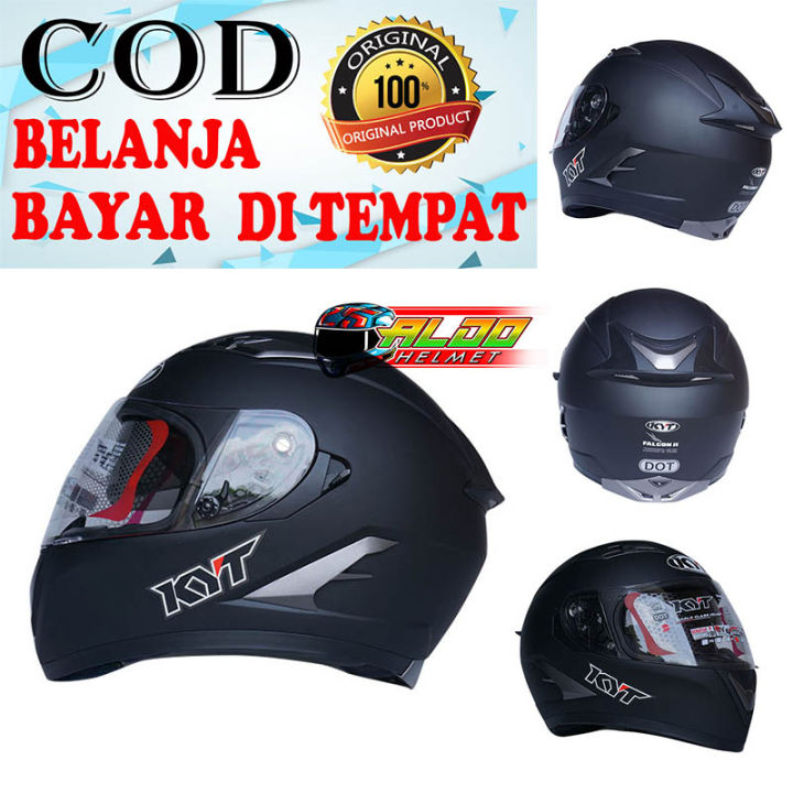 KYT FALCON SOLID BLACK DOFF HELM FULL FACE SNI TERBARU | Lazada Indonesia