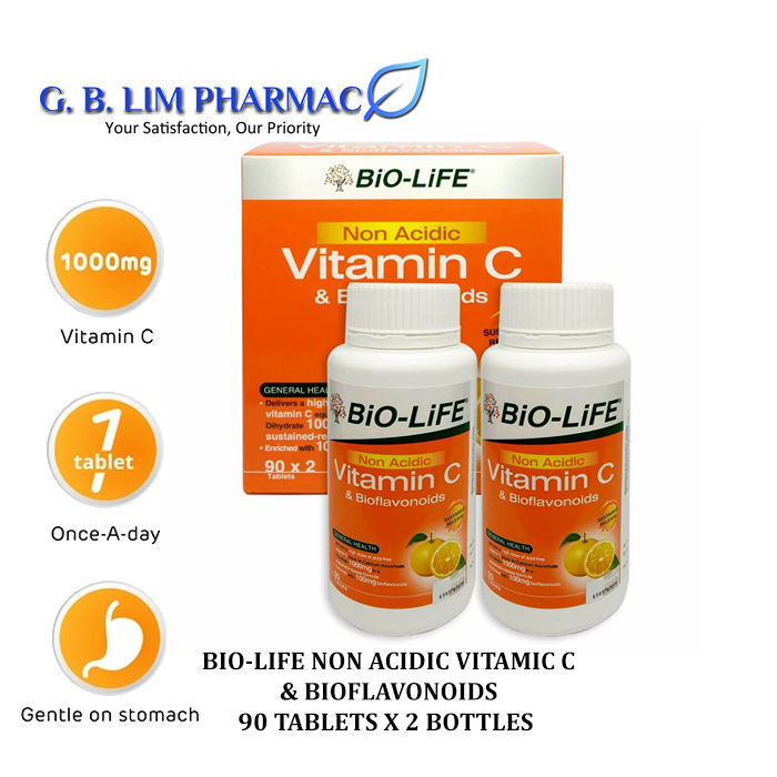 (EXP:21-FEB-2025) BIO-LIFE NON ACIDIC VITAMIN C & BIOFLAVONOIDS 90 ...