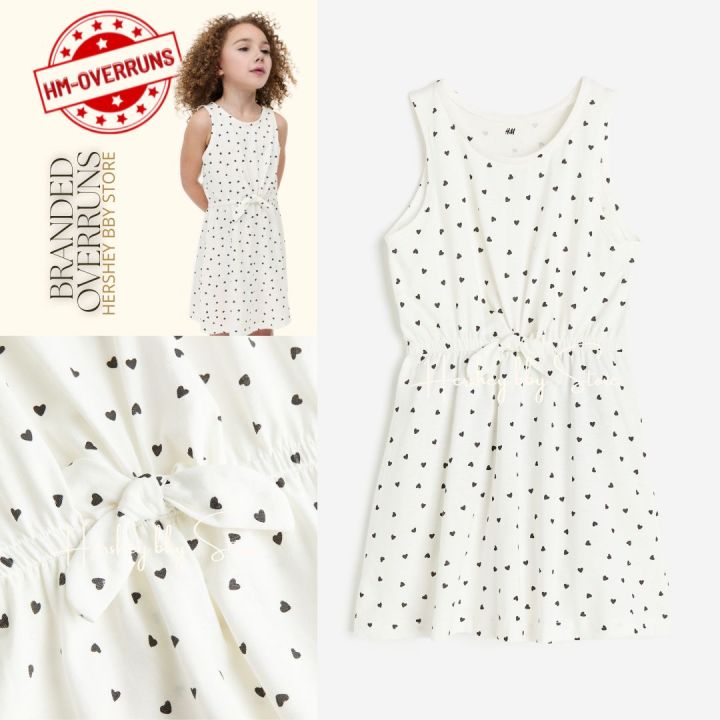 HM White/Spotted Kids Tie-Detail Dress Branded and Authe | Lazada PH