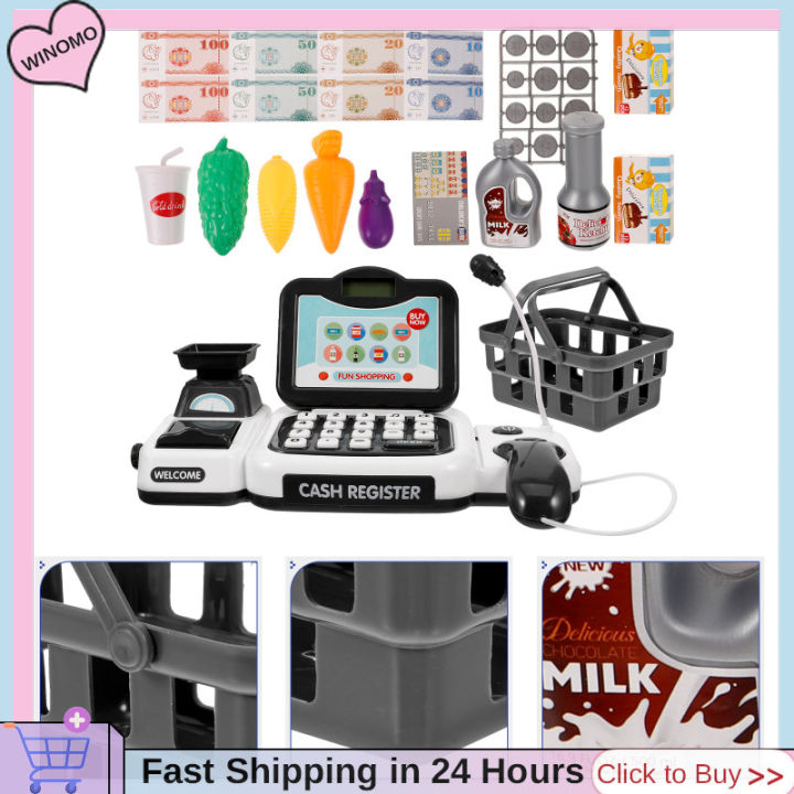 WINOMO 1 ชุดของเล่นเครื่องบันทึกเงินสดแกล้งเล่นของเล่นช้อปปิ้งซูเปอร์ ...
