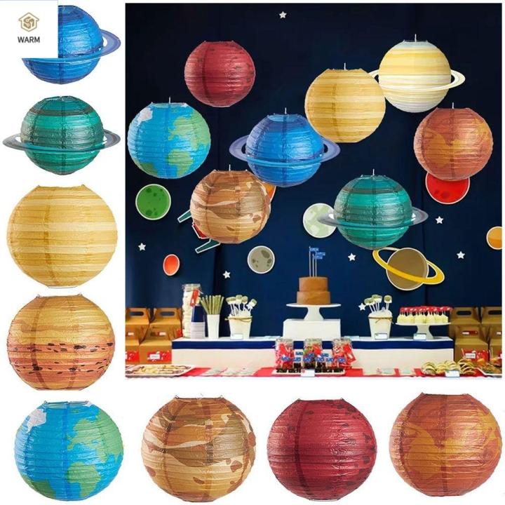J9YXDU Foldable Hanging Planet Paper Lanterns Hanging Galaxy Space ...