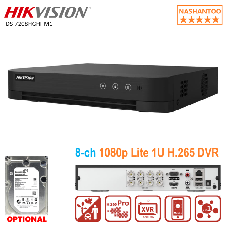 HIKVISION 8CH 2MP CCTV DVR DS-7208HGHI-M1 1080p Lite H265 DVR 1 SATA ...