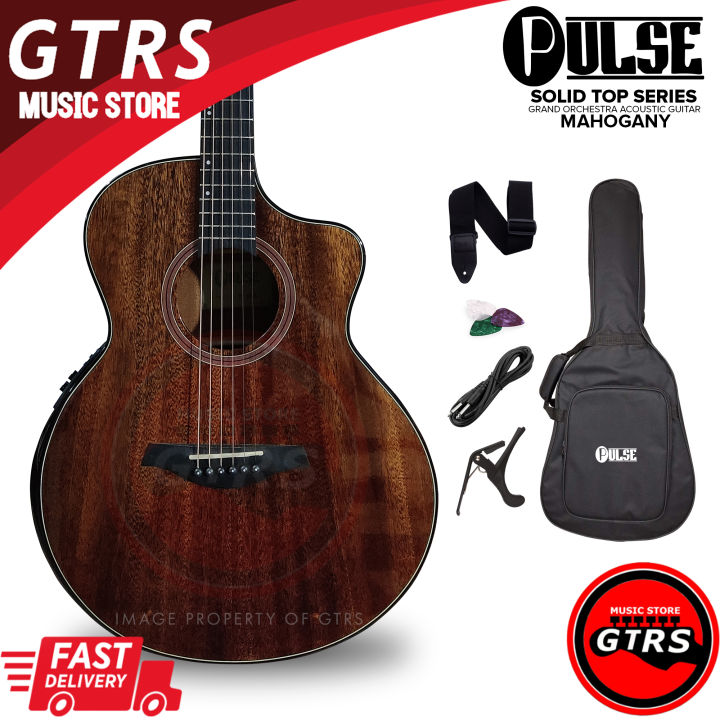 Pulse Solid Top Series Acoustic Guitar (MAHOGANY) with 4EQ Preamp and ...