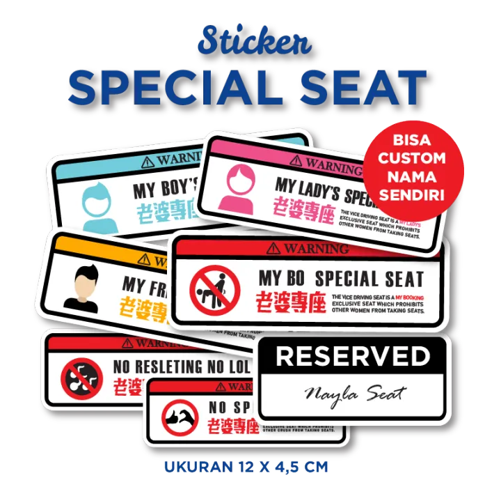 sticker printing special seat buat pria dan perempuan bisa custom nama ...