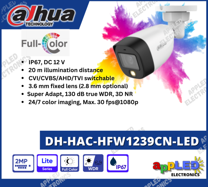 Dahua DH-HAC-HFW1239CN-LED 2MP HDCVI Bullet Analog Full Color (24/7 ... Dahua DH-HAC-HFW1239CN-LED 2MP HDCVI Bullet Analog Full Color (24/7 ...