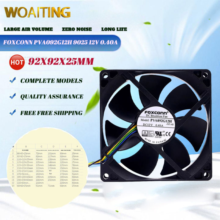 Foxconn PVA092G12H 9025 12V 0.40A For chassis CPU4 wire temperature ...